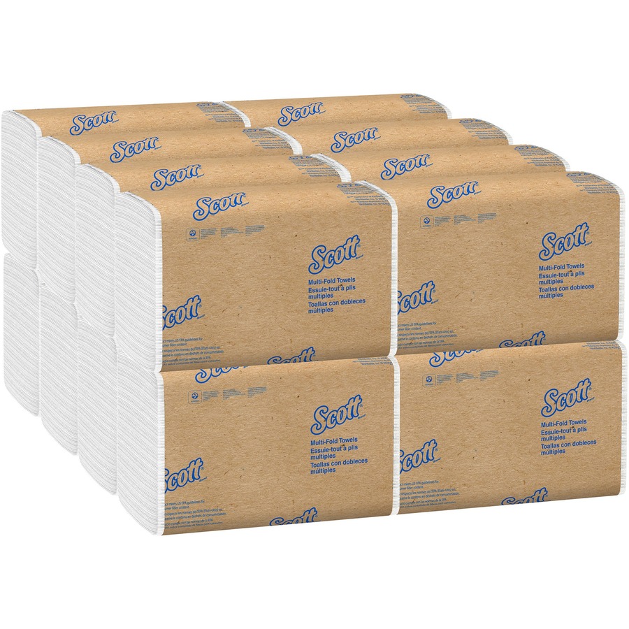 Scott Multi-Fold Disposable Towels - 9.20" x 9.40" - White - Fiber ...