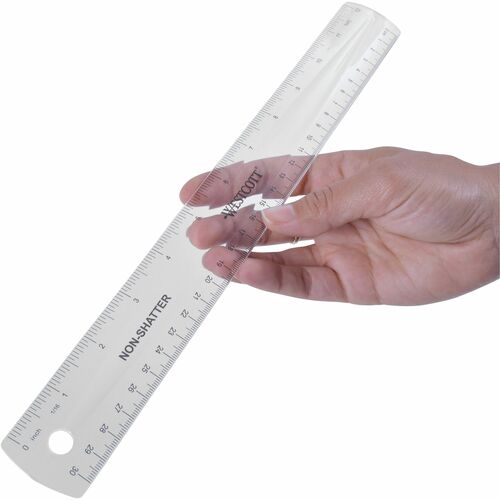 Westcott Shatterproof Ruler, 12 in, Clear - W.B. Mason