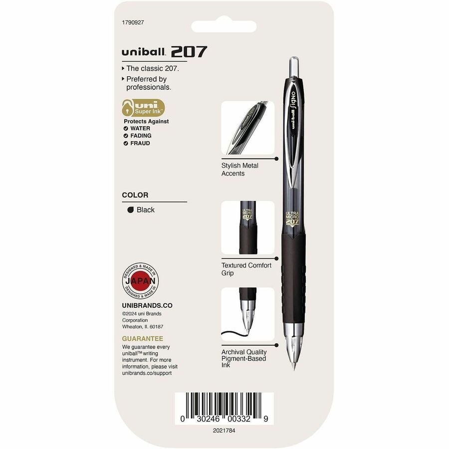 Uniball 207 Retractable Gel Pens 0.38mm Ultra Micro Point Uniball 207 ...