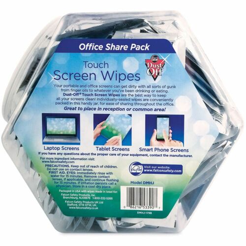 Dust-Off Touch Screen Wipes, 200 Wipes/Container - W.B. Mason