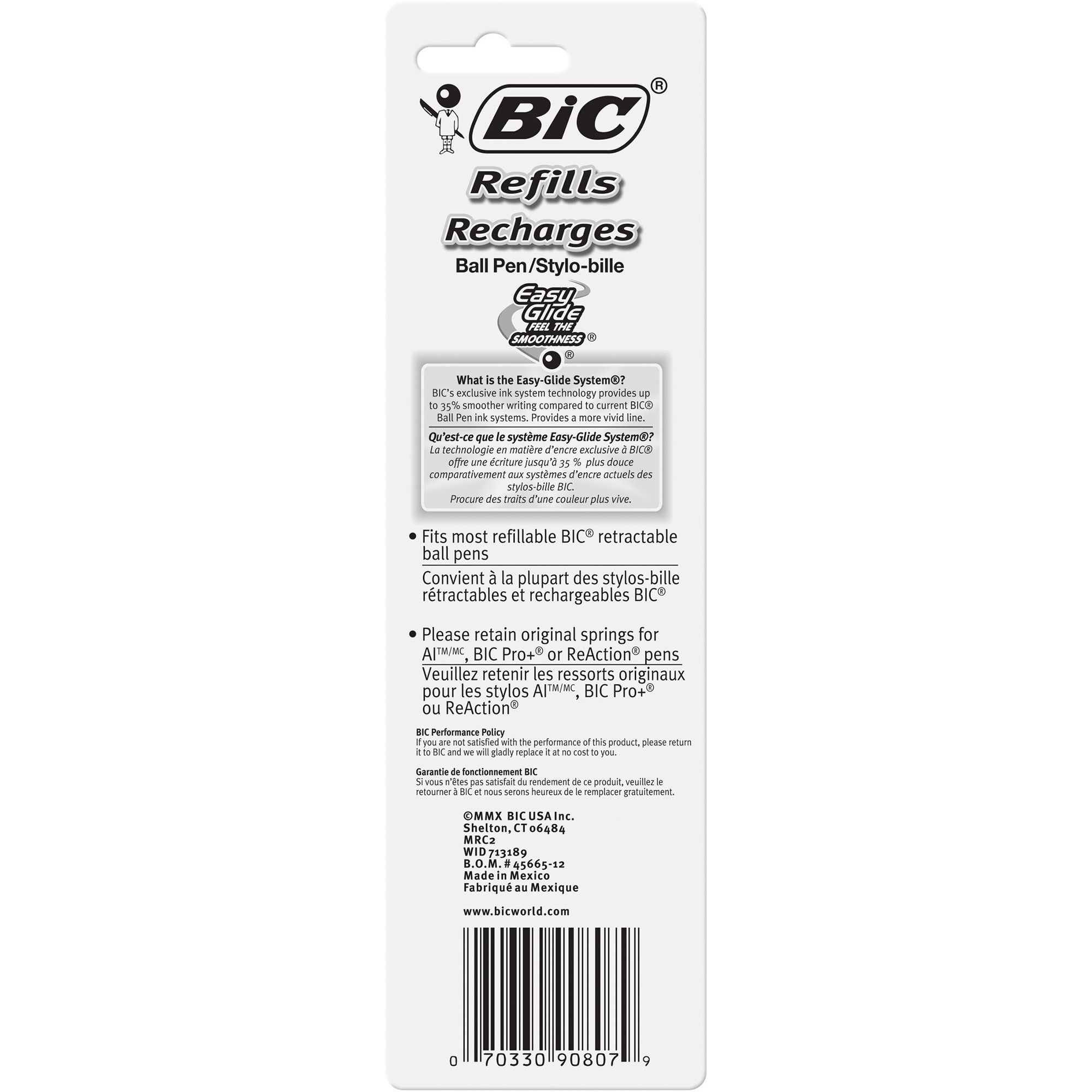 BICMRC21BK : BIC® Refill For Bic Retractable Ballpoint Pens, Medium ...