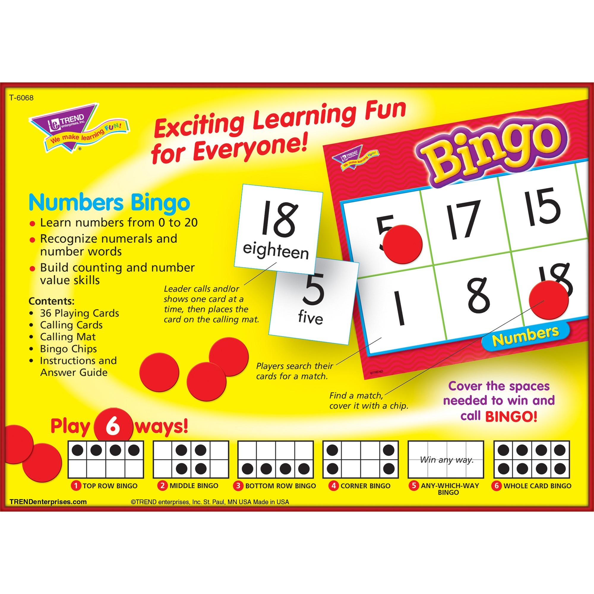 Trend Numbers Bingo Learning Game | Office City Express - Columbus OH