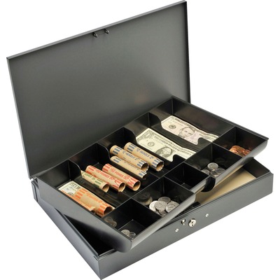 MMF2215CBTGY : SteelMaster® Extra-Wide Steel Cash Box W/10 Compartments ...