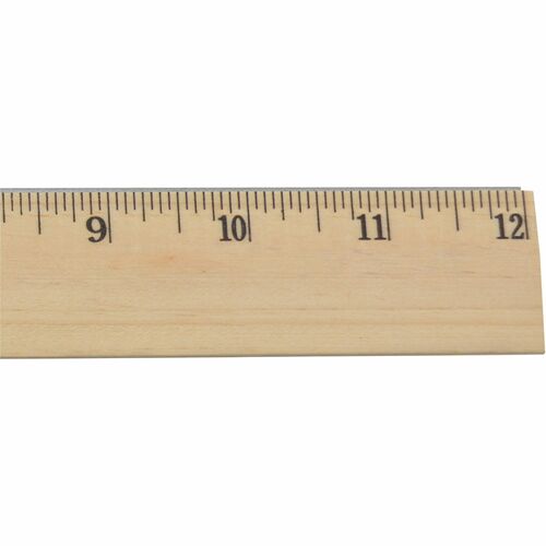 Westcott Wood Ruler, Single Metal Edge, 12" - W.B. Mason