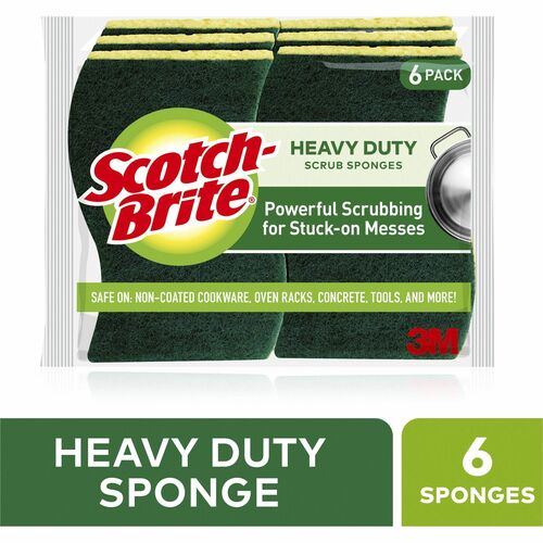 3M Scotch-Brite Heavy-Duty Scrub Sponge, 4 1/2" x 2 7/10" x 3/5", Green ...
