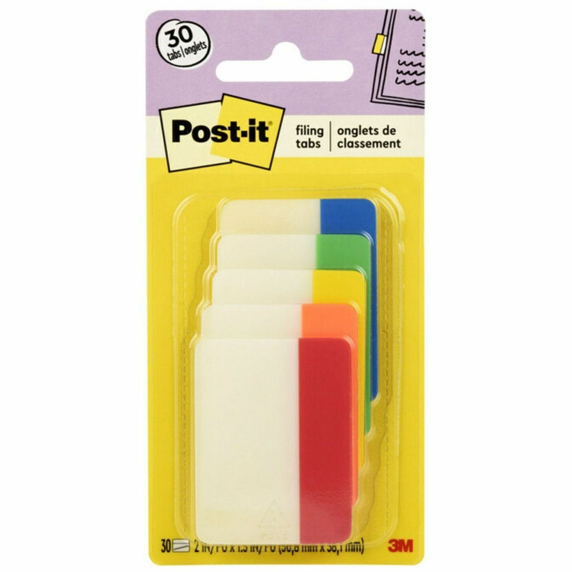 Post-it® Tabs - Write-on Tab(s) - 2" Tab Width - Red, Orange, Yellow ...