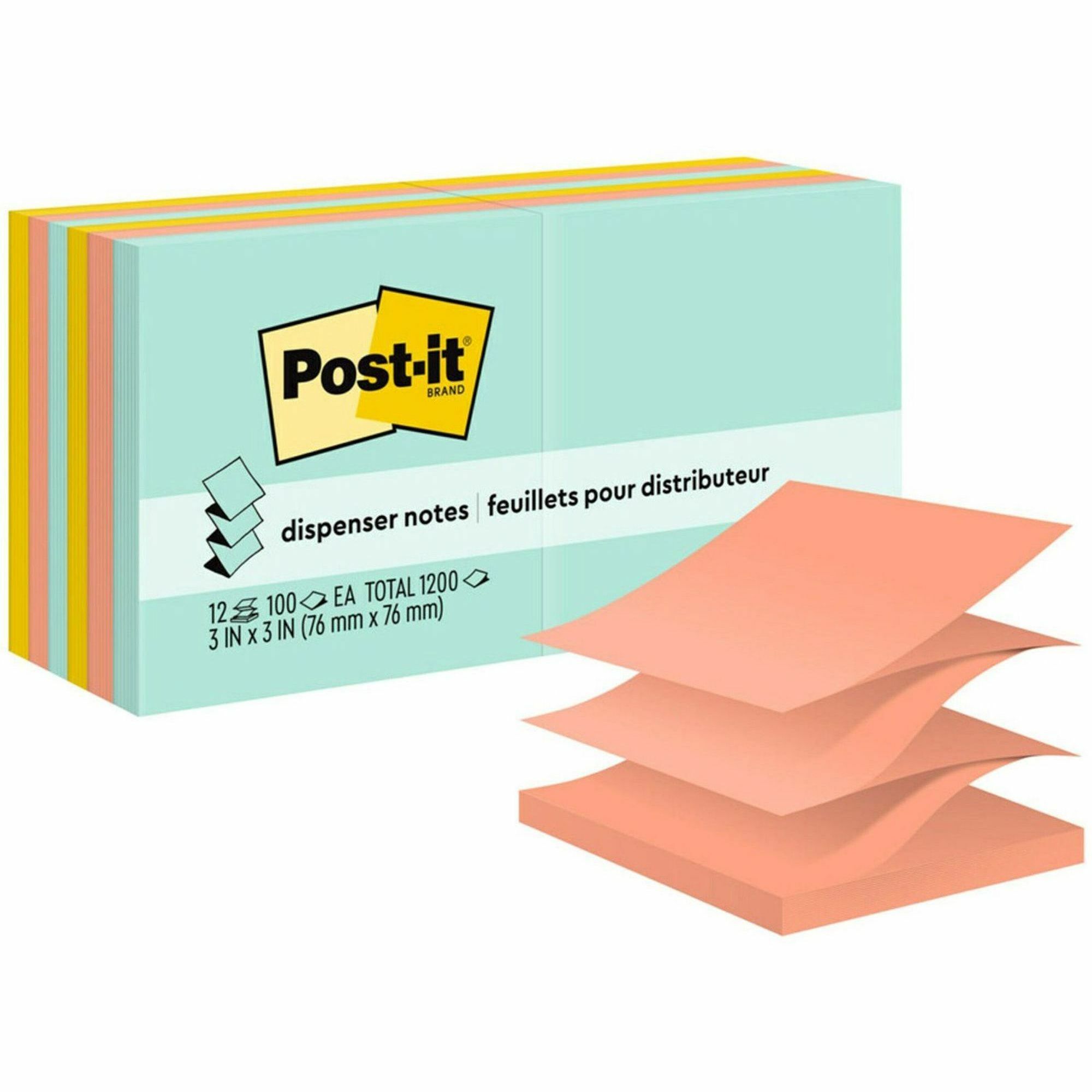 Post-it® Dispenser Notes - 1200 - 3" Flag/Note Width x 3" Flag/Note ...