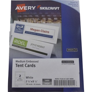 NSN6878806 - SKILCRAFT® Avery 2-sided Tent Cards - 2 1/2 x 8