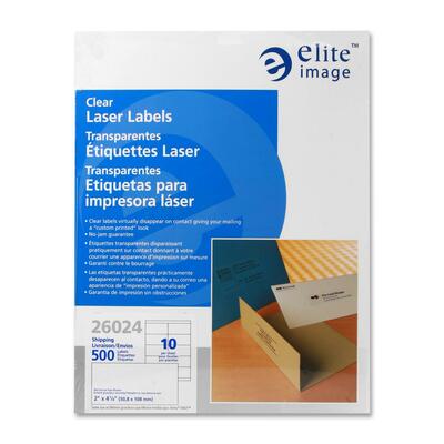 *# Elite Image Laser Labels, Shipping, 2×4-1/4, 500/PK, Clear | tiposm74d