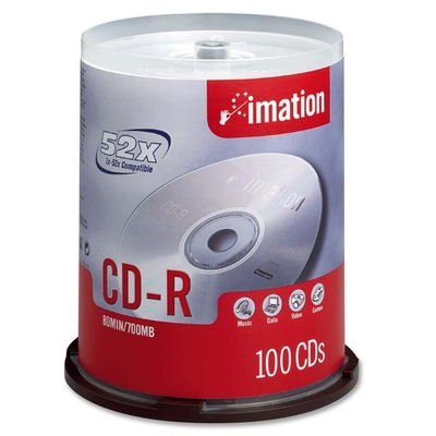 Imation CD-R, Branded, 52X, 700MB/80 Min, 100/Spindle, Silver | psum998