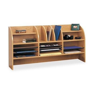 Desktop Organizer 16 Compartments Adj. Shelves Med. Oak | Twinti
