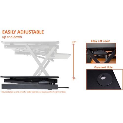 Lorell Adjustable Desk Riser Plus - 40 lb Load Capacity - 32" Width x ...