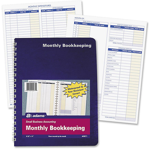 Adams Monthly Bookkeeping Record Book - Spiral Bound - White Sheet(s ...