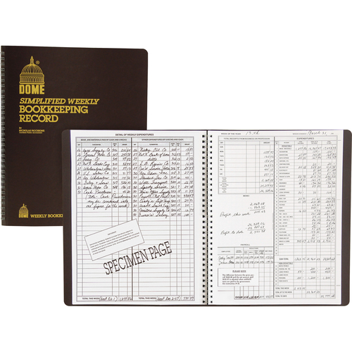 Dome Bookkeeping Record Book - 128 Sheet(s) - Wire Bound - 8.75