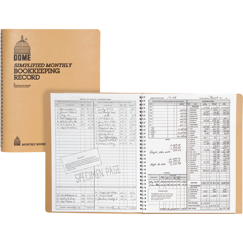 Dome Bookkeeping Record Book - 128 Sheet(s) - Wire Bound - 8.75" x 11. ...