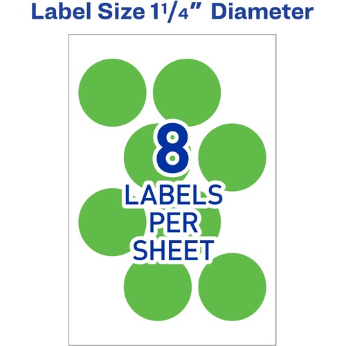 Avery® 1-1/4" Color-Coding Labels - 1 1/4" Diameter - Removable ...