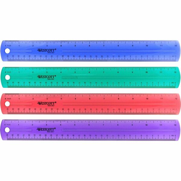 Westcott Transparent Jeweltone 12" Plastic Ruler - ForMyDesk.com