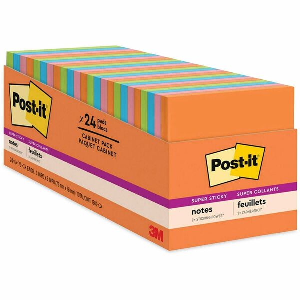 Post-it® Super Sticky Notes Cabinet Pack - Energy Boost Color ...