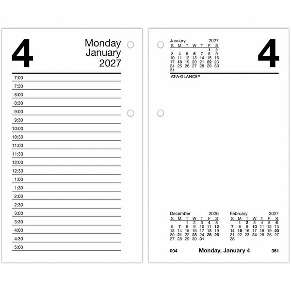 At-A-Glance Recycled Loose-Leaf Desk Calendar Refill - Zerbee