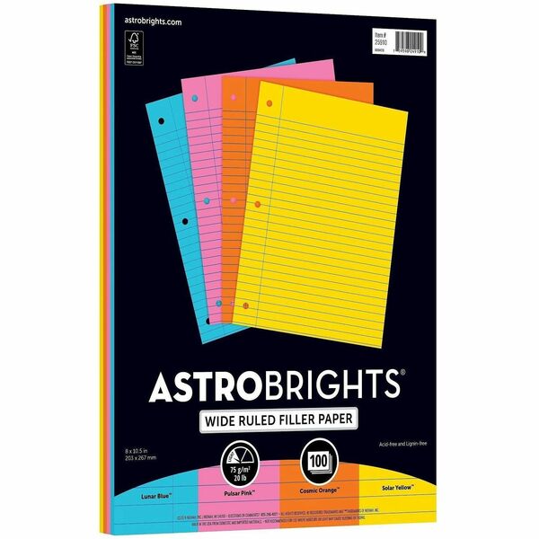 Astrobrights Filler Paper - 100 Sheets - Wide Ruled Front Ruling - 3 ...