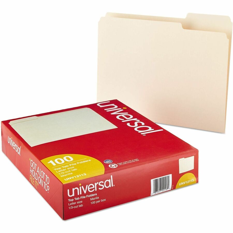 Universal Single Ply Top Tab File Folder - Letter - 8.5" x 11" - 1/3 ...