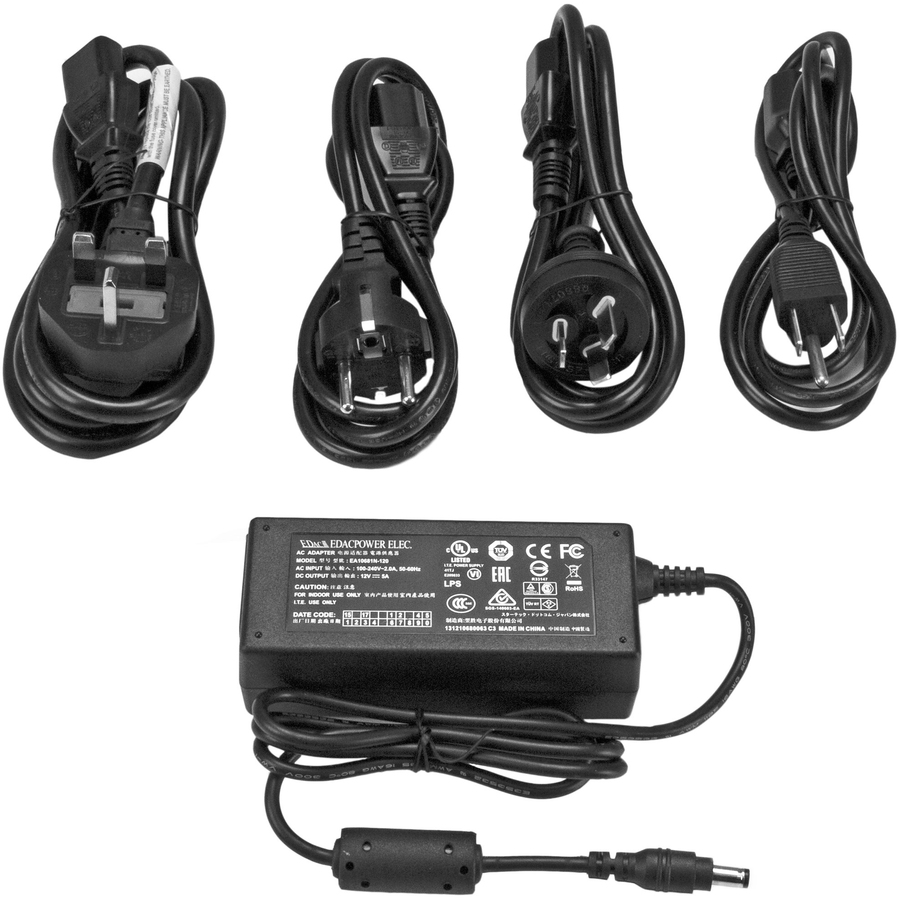 StarTech.com DC Power Adapter - 12V, 5A - 120 V AC, 230 V AC Input - 12 ...