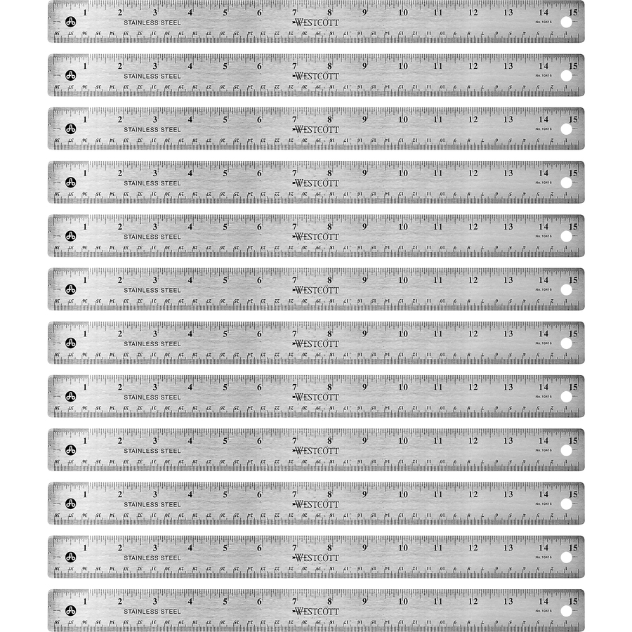 ACM10416BX - Westcott Stainless Steel Rulers - 15" Length 1" Width - 1/ ...