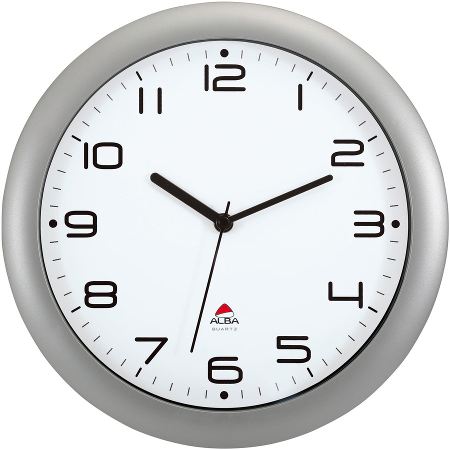 Alba Wall Clock - Analog - Quartz - White Main Dial - Metallic Gray ...