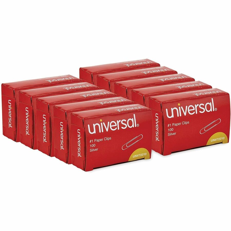 Universal #1 Paper Clips - No. 1 - 1.3" Length - Silver - Steel Wire ...