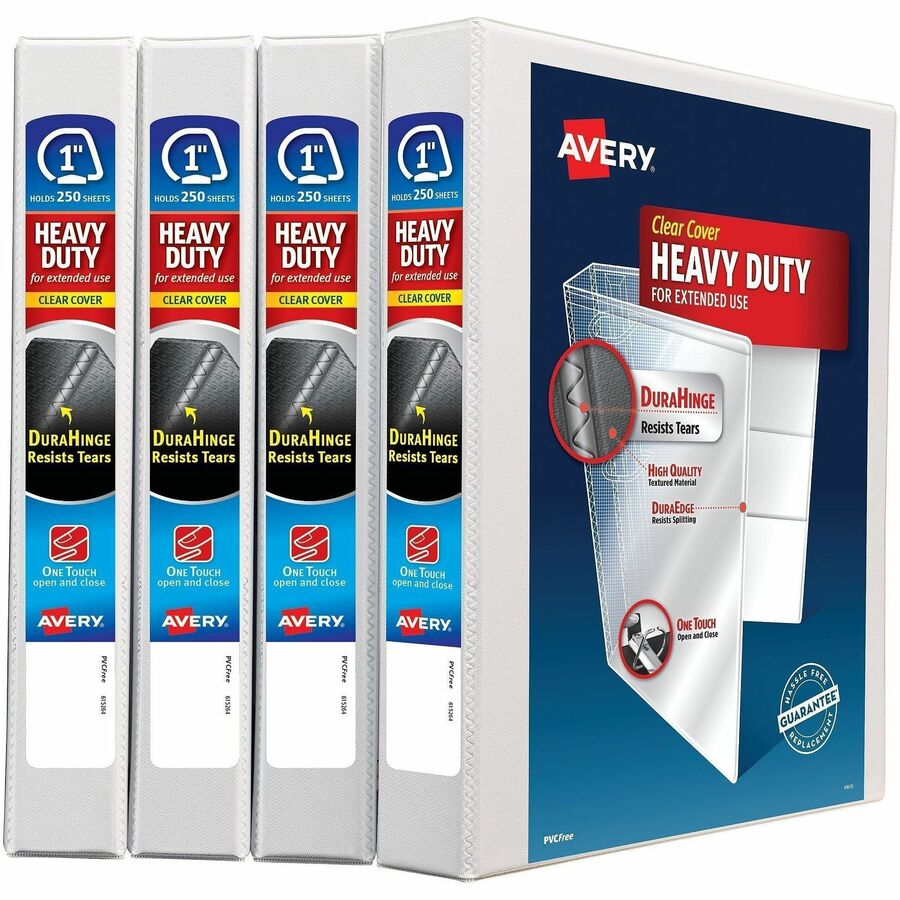 Buy Avery Heavy-Duty View Binders, 1" One Touch Slant Rings, 4 White ...