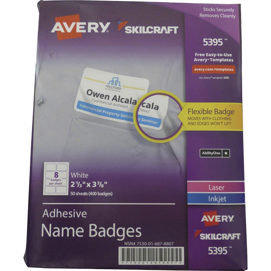 SKILCRAFT Avery Adhesive Name Badges - Zerbee