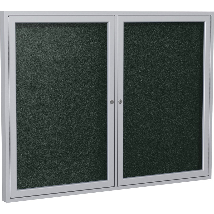 Ghent 2 Door Enclosed Vinyl Bulletin Board with Satin Frame - 48" Board ...