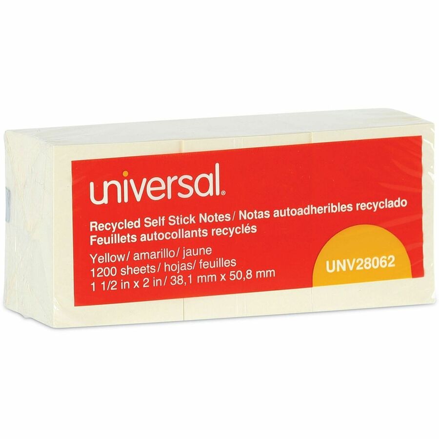 Universal Note Pad - Rectangle - 100 Sheets per Pad - Unruled - Yellow ...