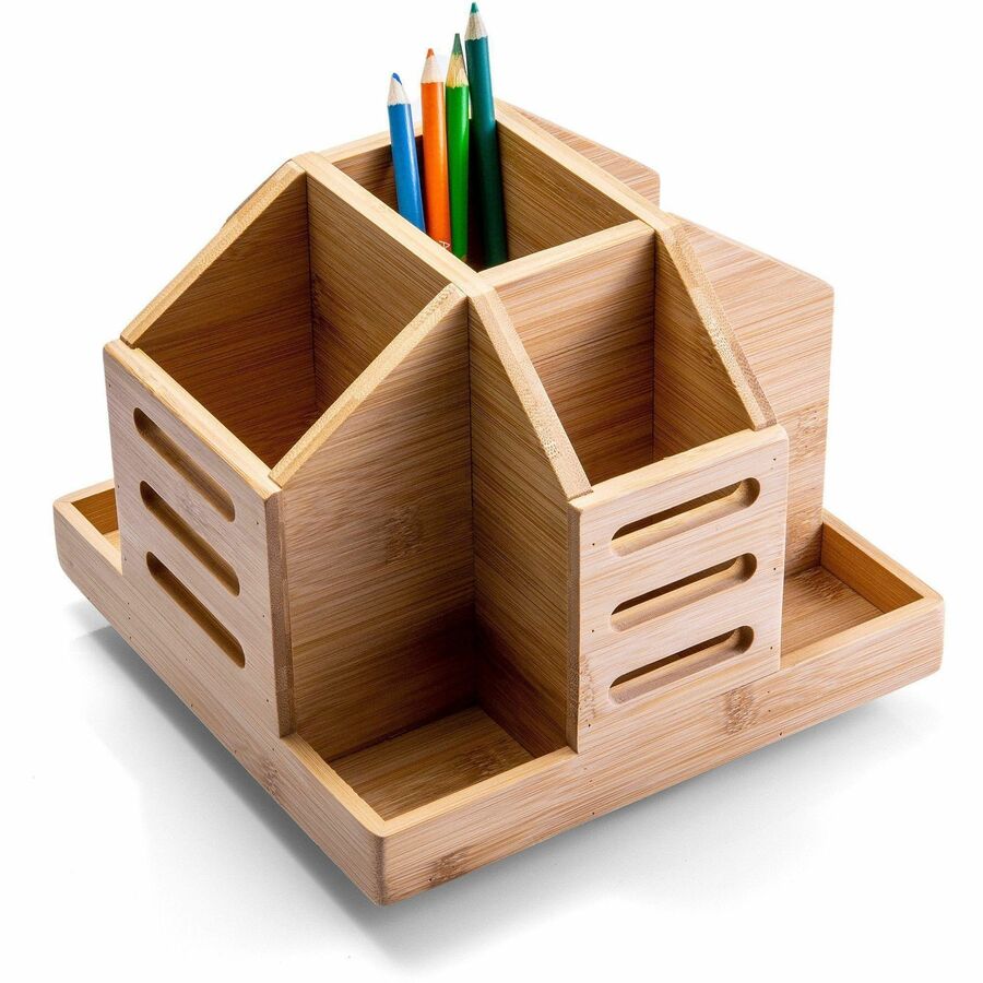 Officemate Bamboo Rotary Desktop Organizer