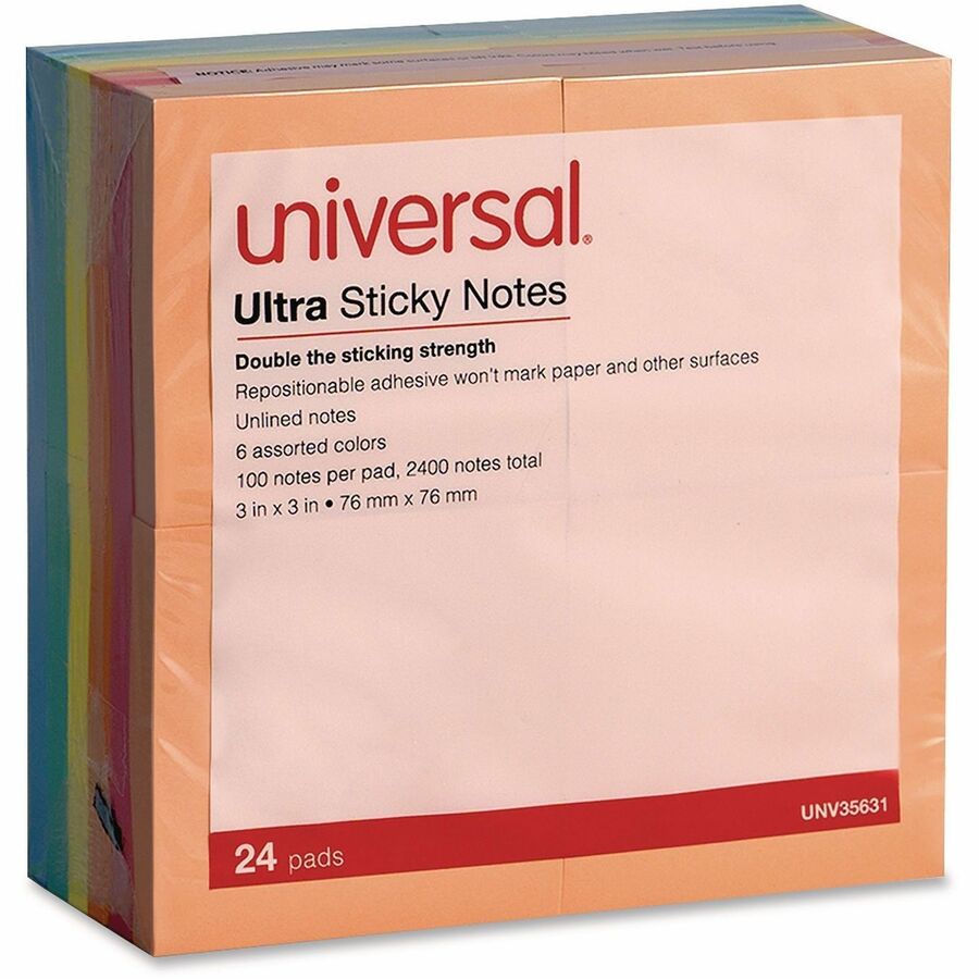 Universal Note Pad - 2400 x Assorted - 3" Flag/Note Width x 3" Flag ...