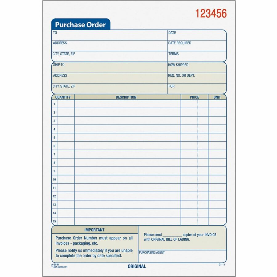 Bargin Prices on TOPS Carbonless 3-Part Purchase Order Books Discount ...