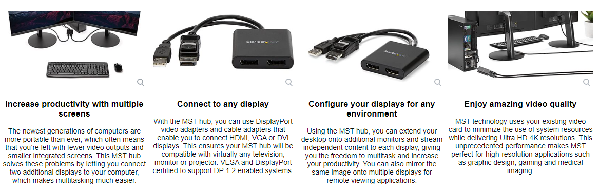 StarTech.com MSTDP122DP MST Hub - DisplayPort to 2x DisplayPort, Multi – Network Hardwares