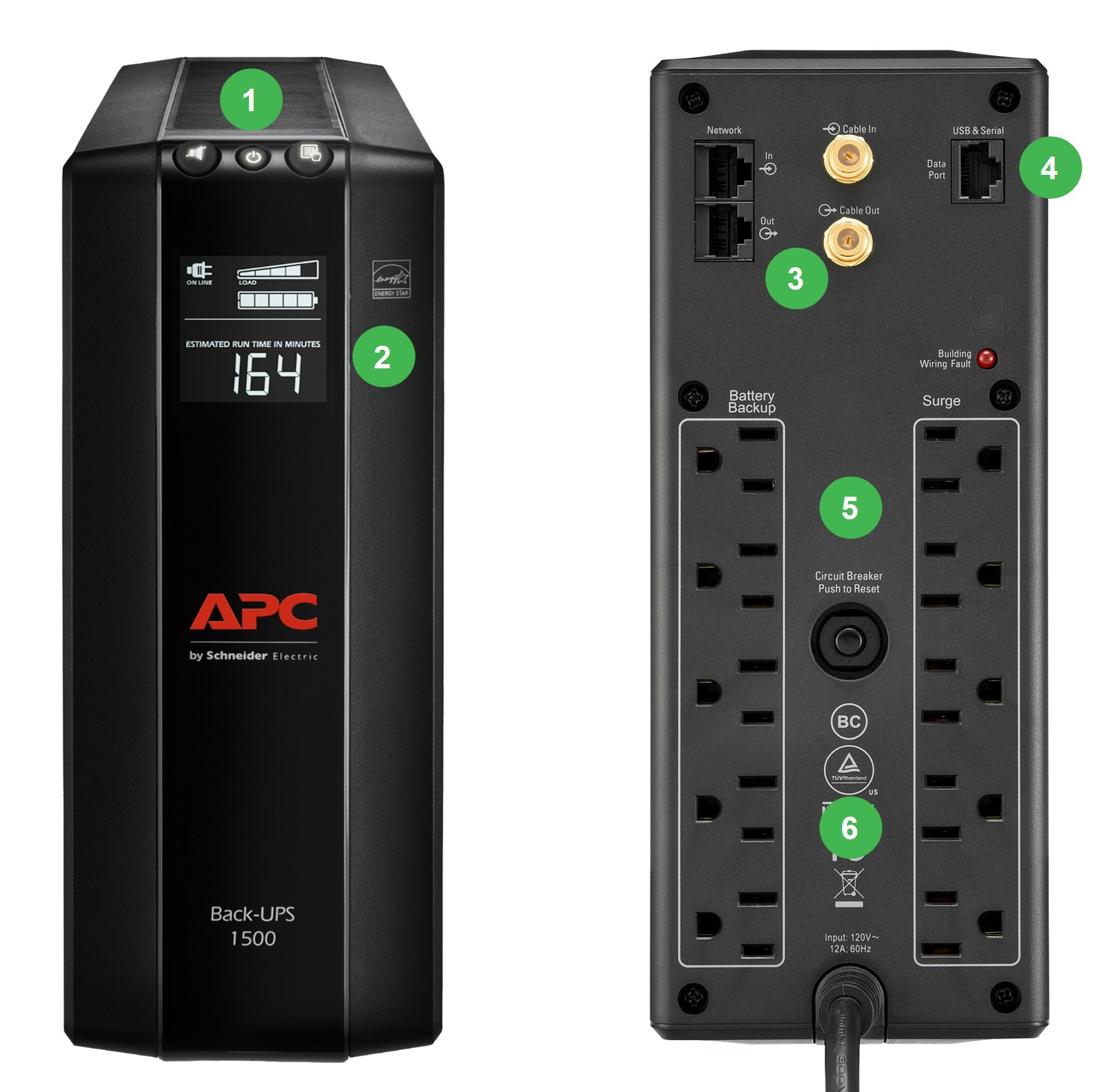 APC BX1500M Back-UPS Pro Compact Tower 1500VA AVR LCD 120V, Energy Sta ...
