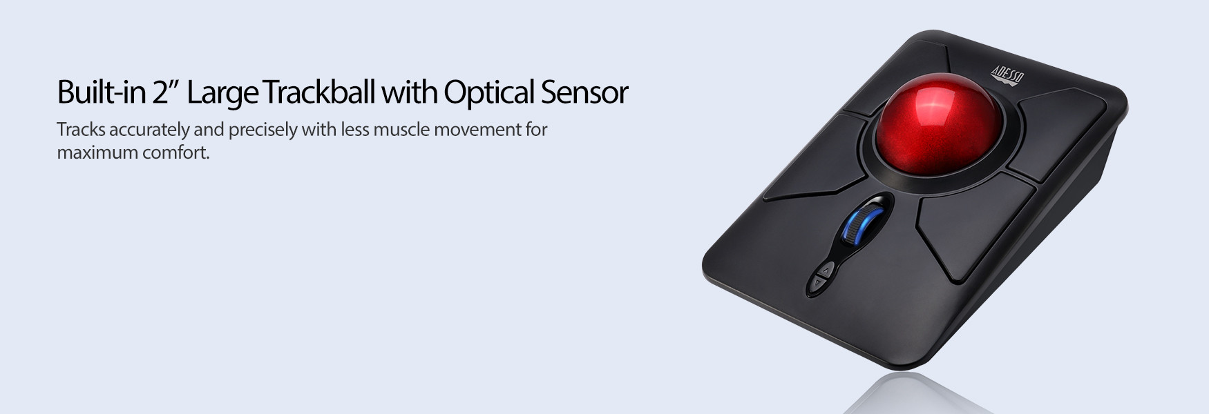 Adesso IMOUSE T50 Wireless Programmable Ergonomic Trackball Mouse, 2.4 ...