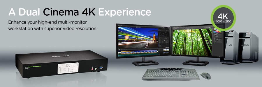 IOGEAR GCS1942NC 2-Port 4K Dual View DisplayPort KVMP Switch with USB ...